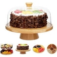 Bamboo Cake Stand with Lid, 6-in-1 Multifunctional Cake Plate, Cake ...