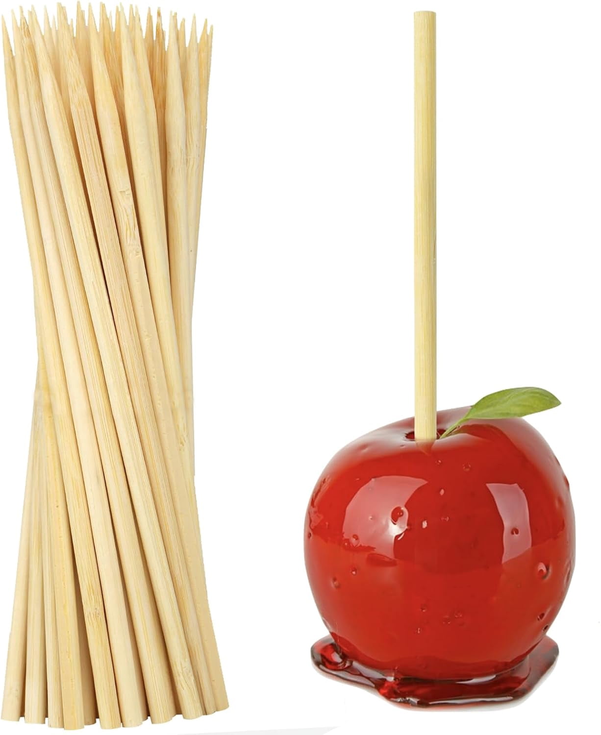 Bamboo Candy Apple Skewer Sticks Semi Pointed, 5mm 5.5inch Cotton Rock ...