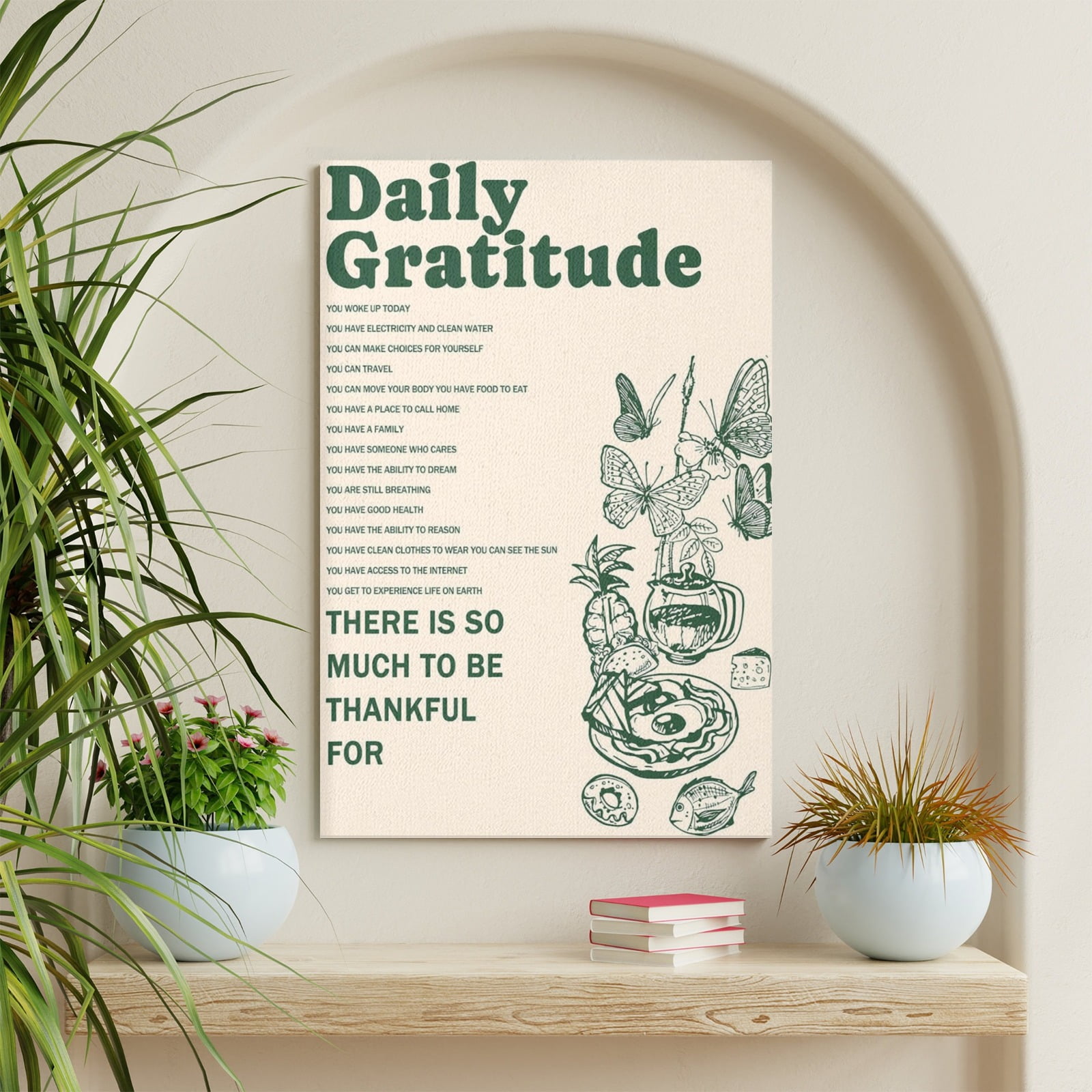 Bamboo Canvas Prints Art Vintage Decor, Retro Daily Gratitude Poster ...