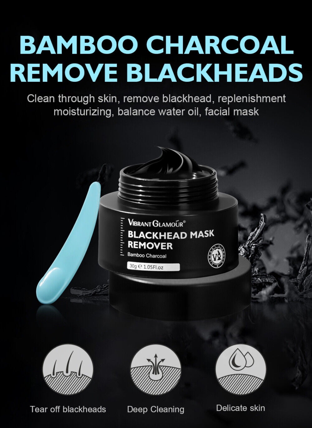 Bamboo Charcoal Blackhead Removal Peel Off Nose Mask To Tool Pores