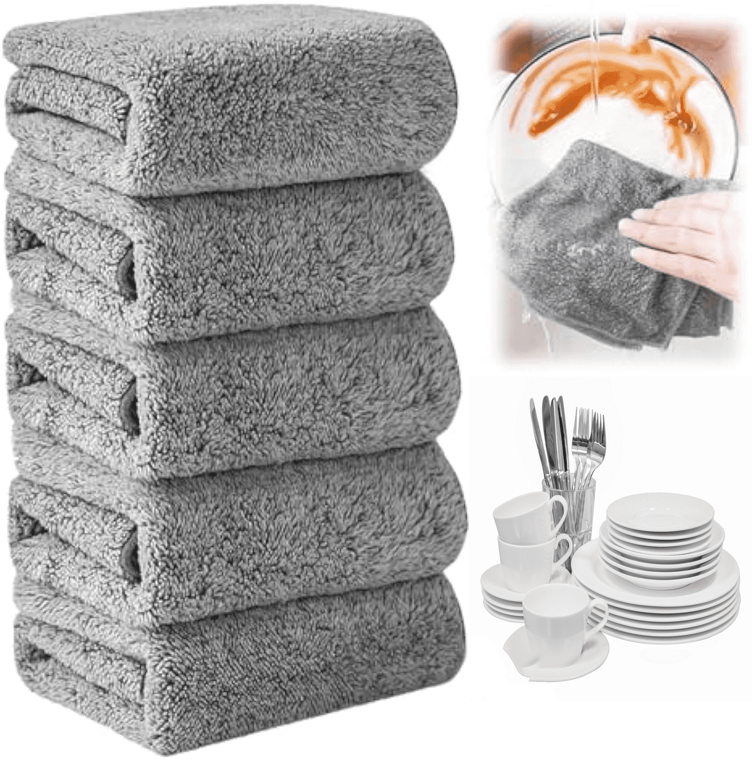 Bamboo Charcoal Microfiber Cleaning Cloth; Dish Towel; Dish Cloth ...