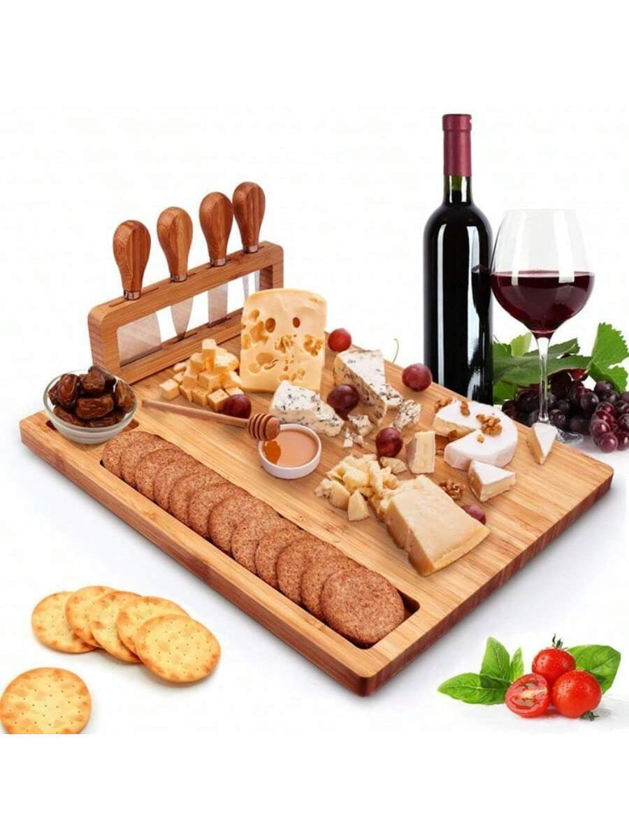 Bamboo Charcuterie Board and Cheese Board Set with Knife Set and ...