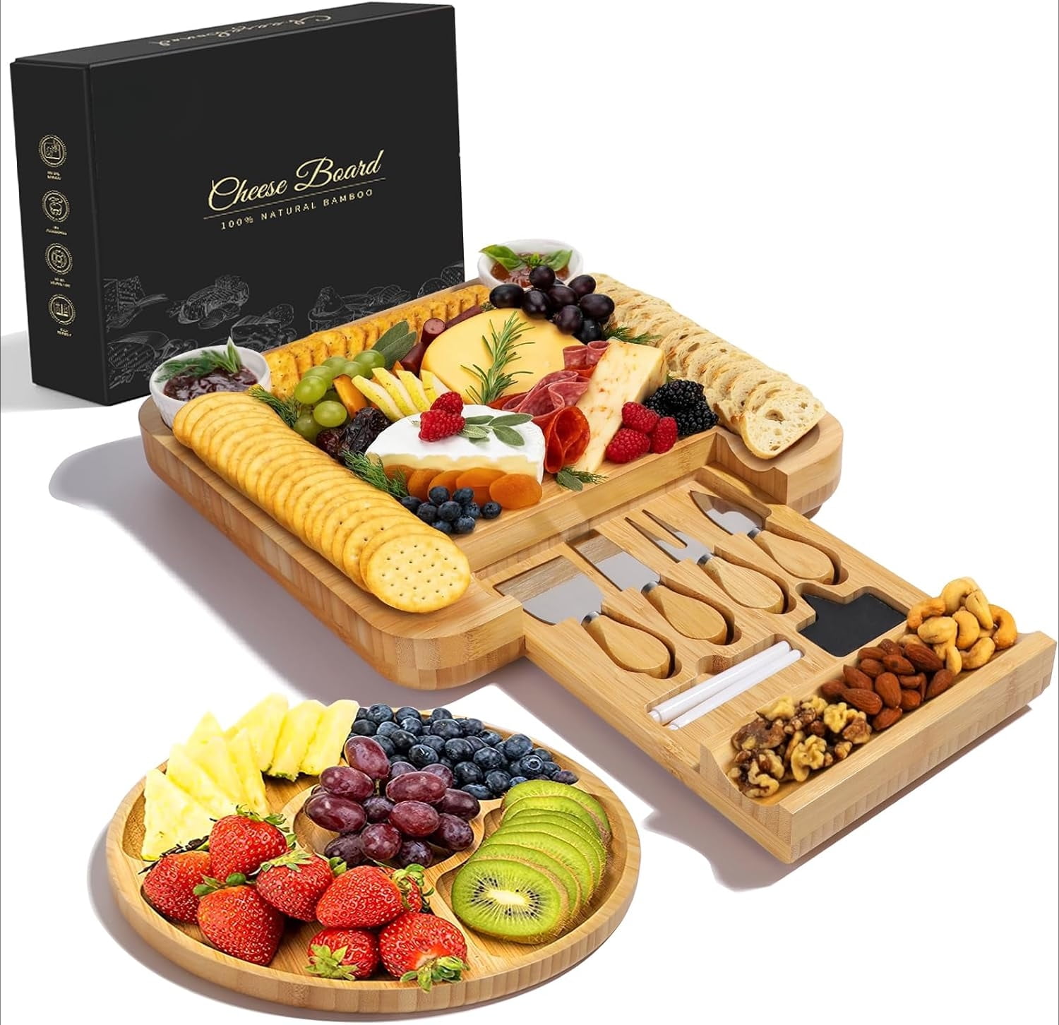 Bamboo Charcuterie Boards Set -Unique Cheese Board with Accessories ...