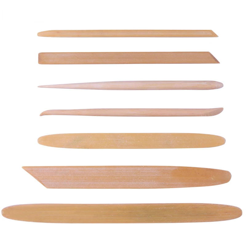 Bamboo Clay Sculpture 7-piece Set of Round Head Bamboo Scraper Fine ...