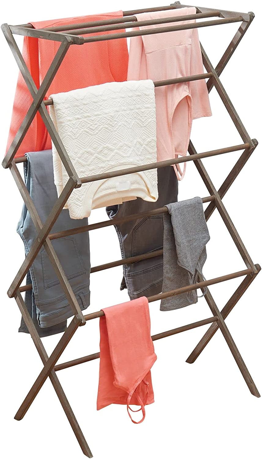 Bamboo Clothes Drying Rack - Collapsible, Foldable Wooden Laundry ...