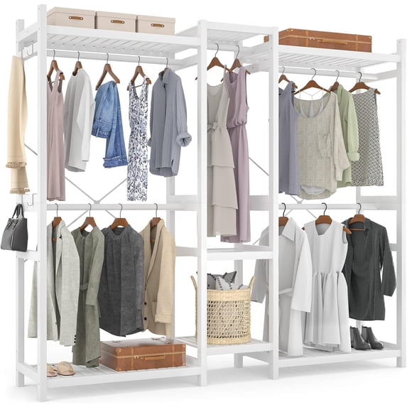 Bamboo Clothes Rack Garment Rack for Hanging Clothes Heavy Duty ...