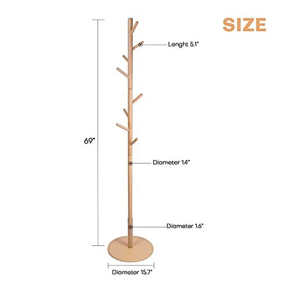 Bamboo Coat Rack, 69 inch Floor Standing Wooden Coat Rack Tree with ...