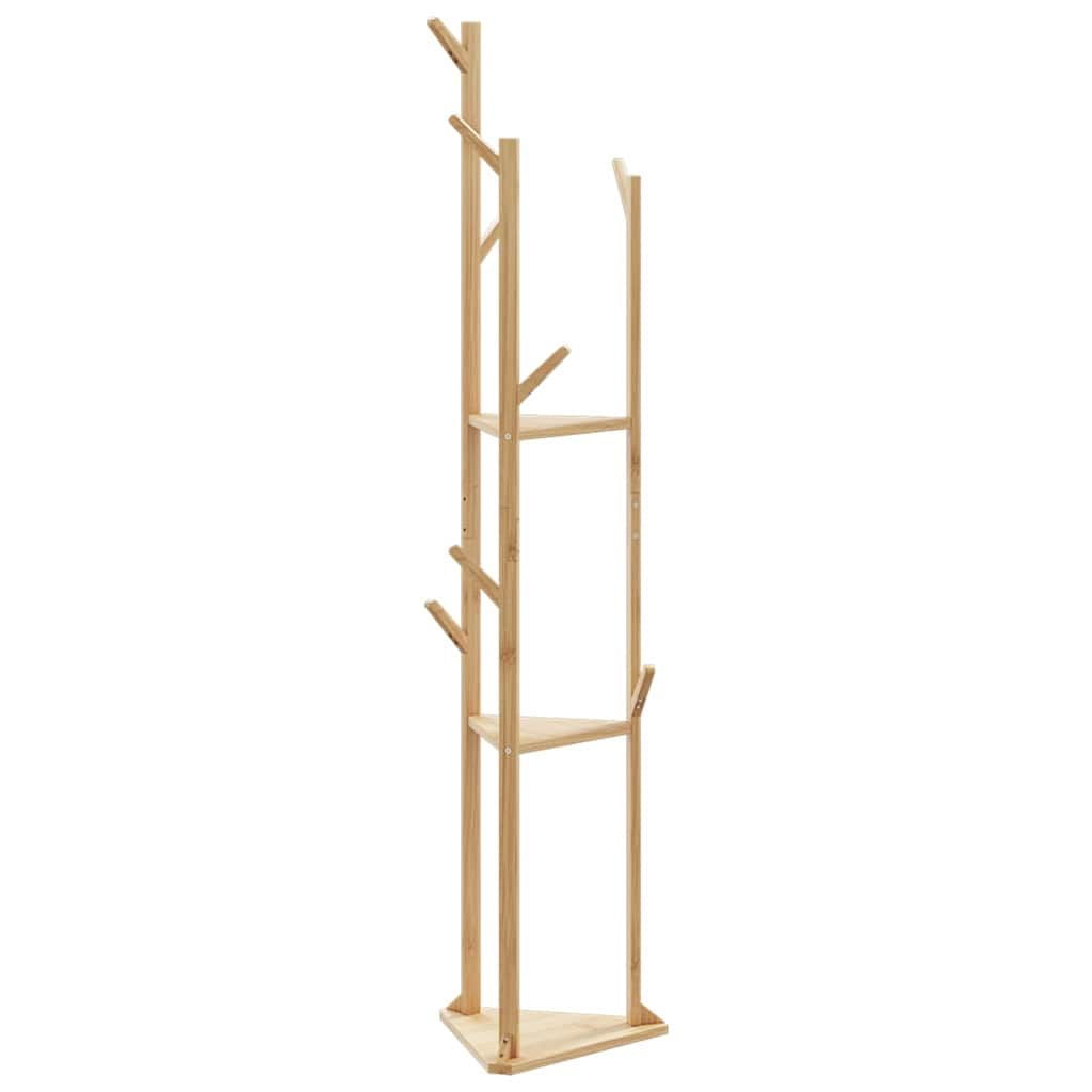 Bamboo Coat Stand with Shelves, 15.4"x13"x65.4" Brown for Home Entryway ...