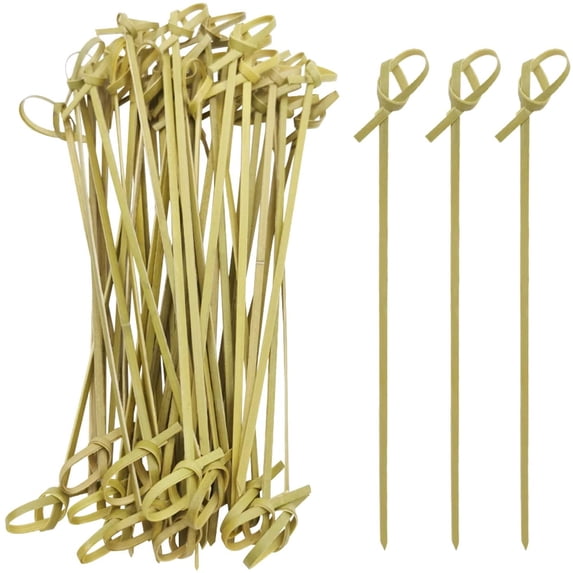 Trinyaa, Bamboo Cocktail Picks, 6 Inch with Looped Knot, 100 PCS ...