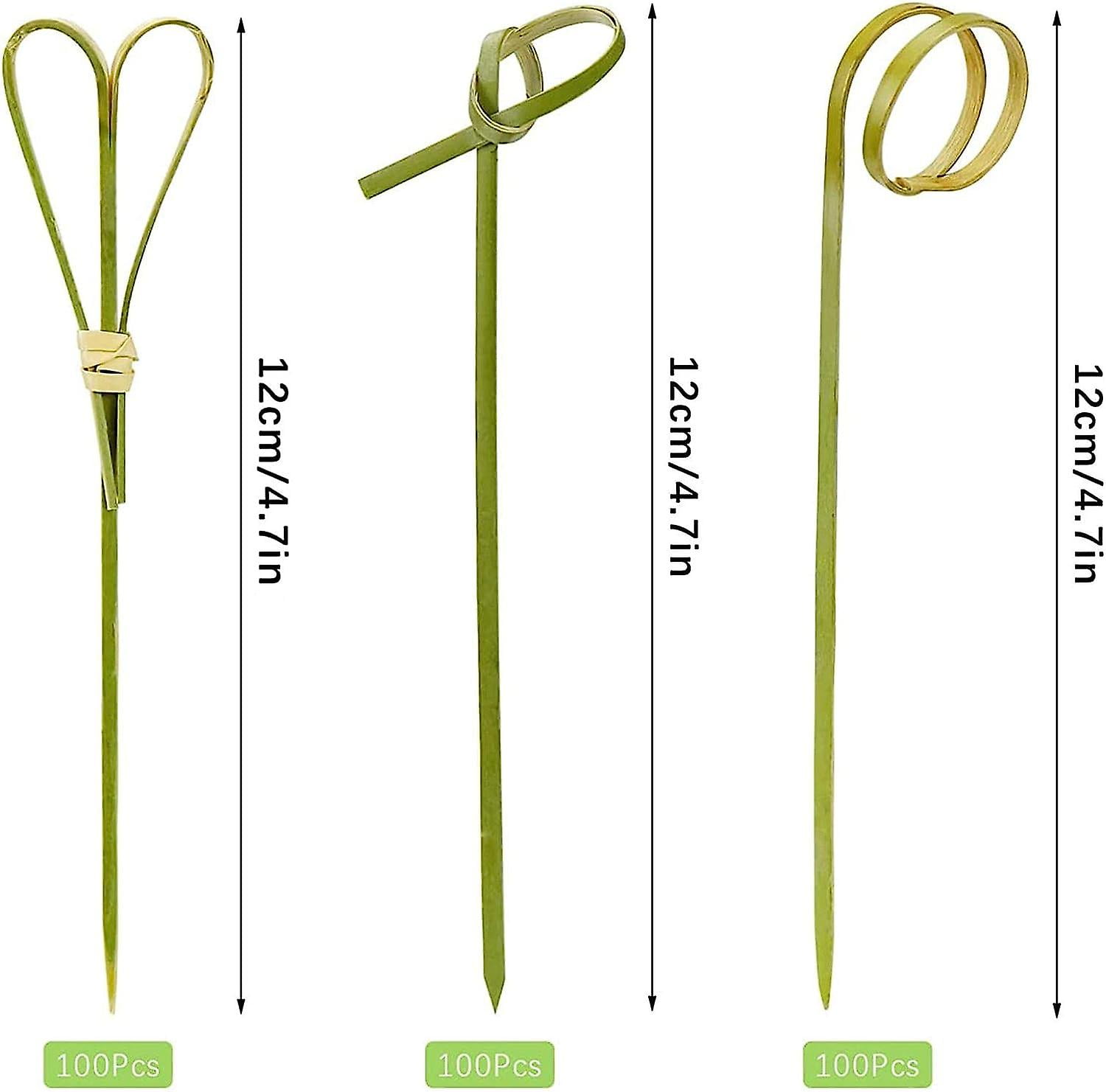 Bamboo Cocktail Sticks 300 Pcs 12cm Wooden Knotted Skewers Bamboo ...