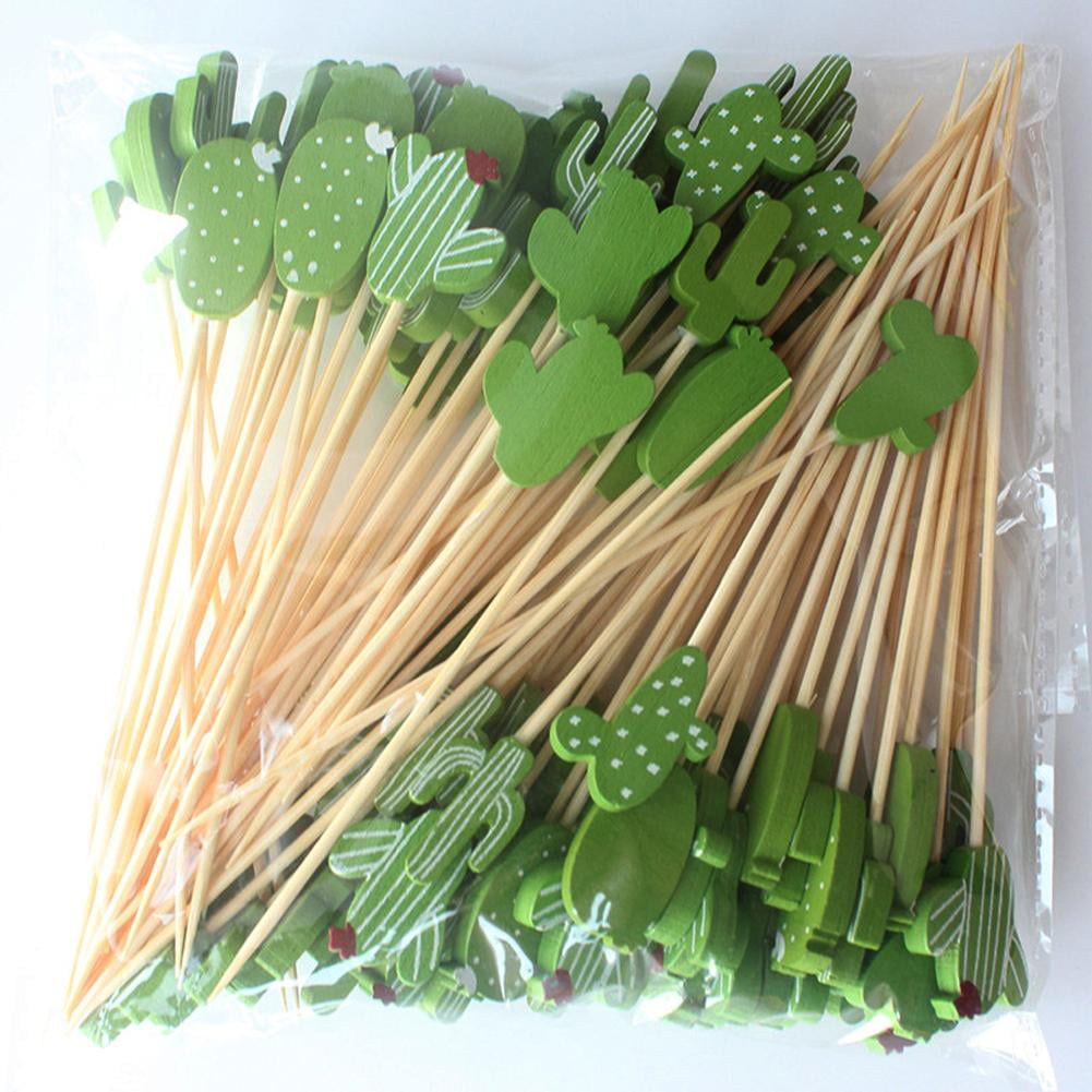 Bamboo Cocktail Sticks Cactus Design Appetizer Picks For Food And Party ...