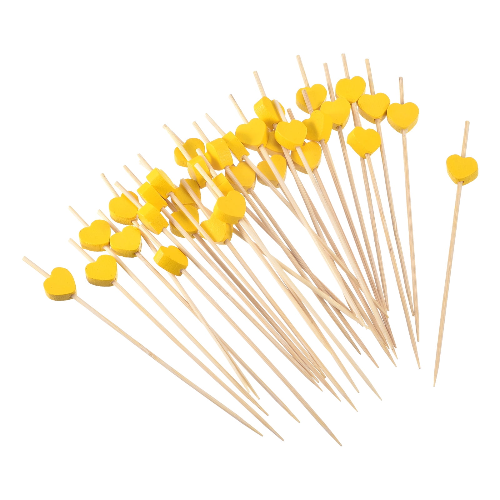 Bamboo Cocktail Toothpicks Heart Drink Fruit Picks Cocktail Skewer ...