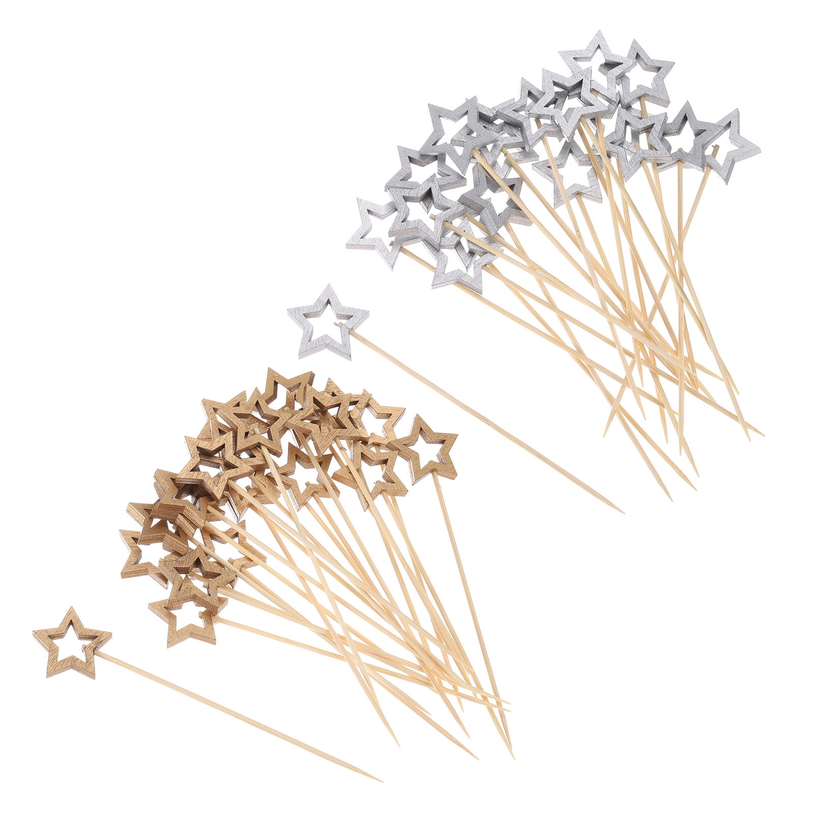 Bamboo Cocktail Toothpicks Hollow Star Shaped Drink Pick Skewer 200Pack ...
