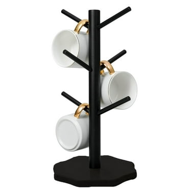 Black Coffee Mug Tree Bamboo Mug Holder Coffee Cup Stand Mug Holders ...