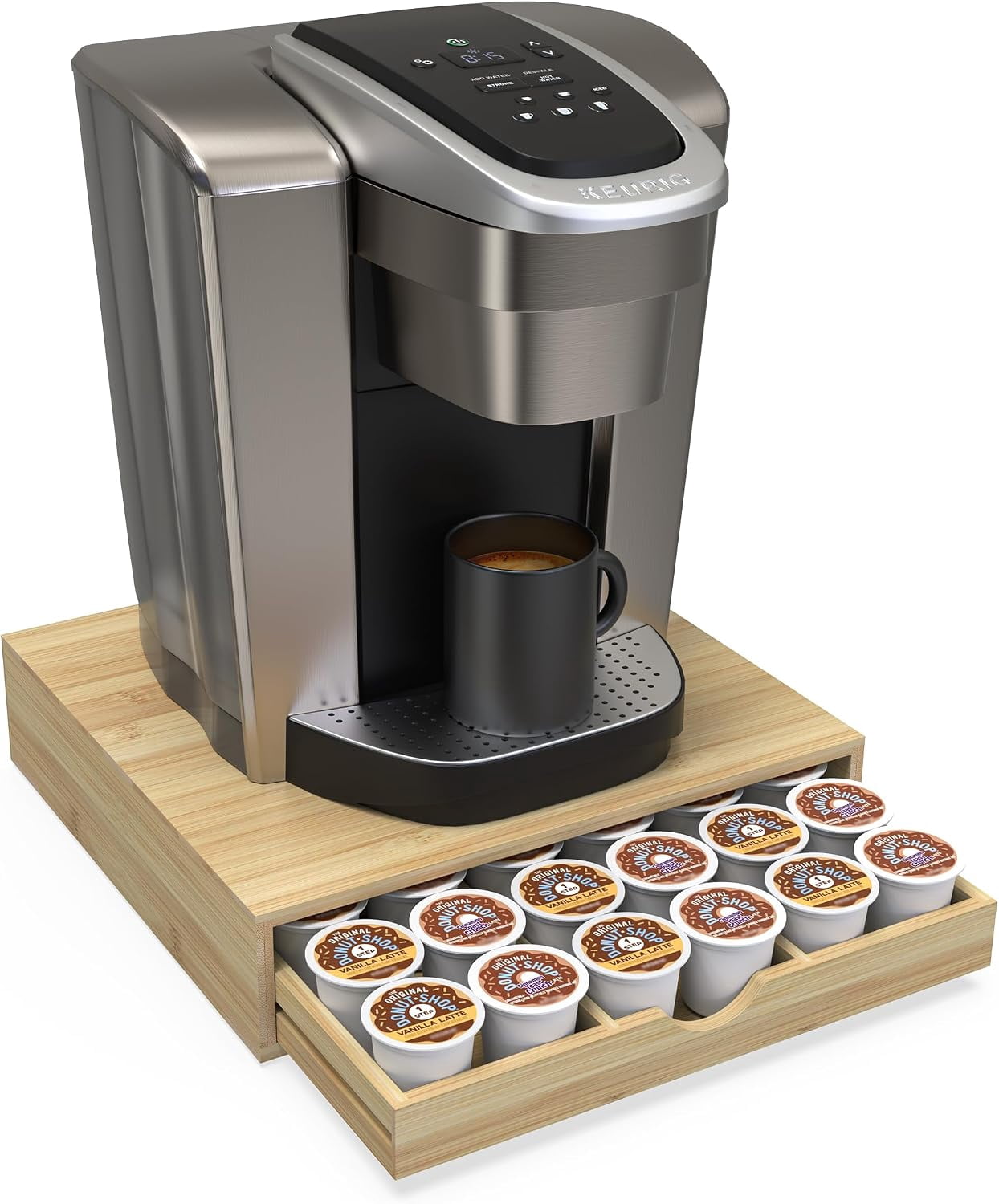 Bamboo Coffee Pod Drawer Organizer Compatible with K-Cups, Under ...