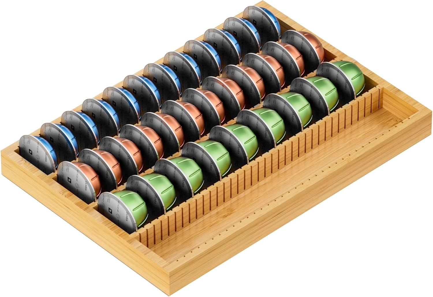 Bamboo Coffee Pod Storage Holder Drawer Insert for Counter Compatible ...