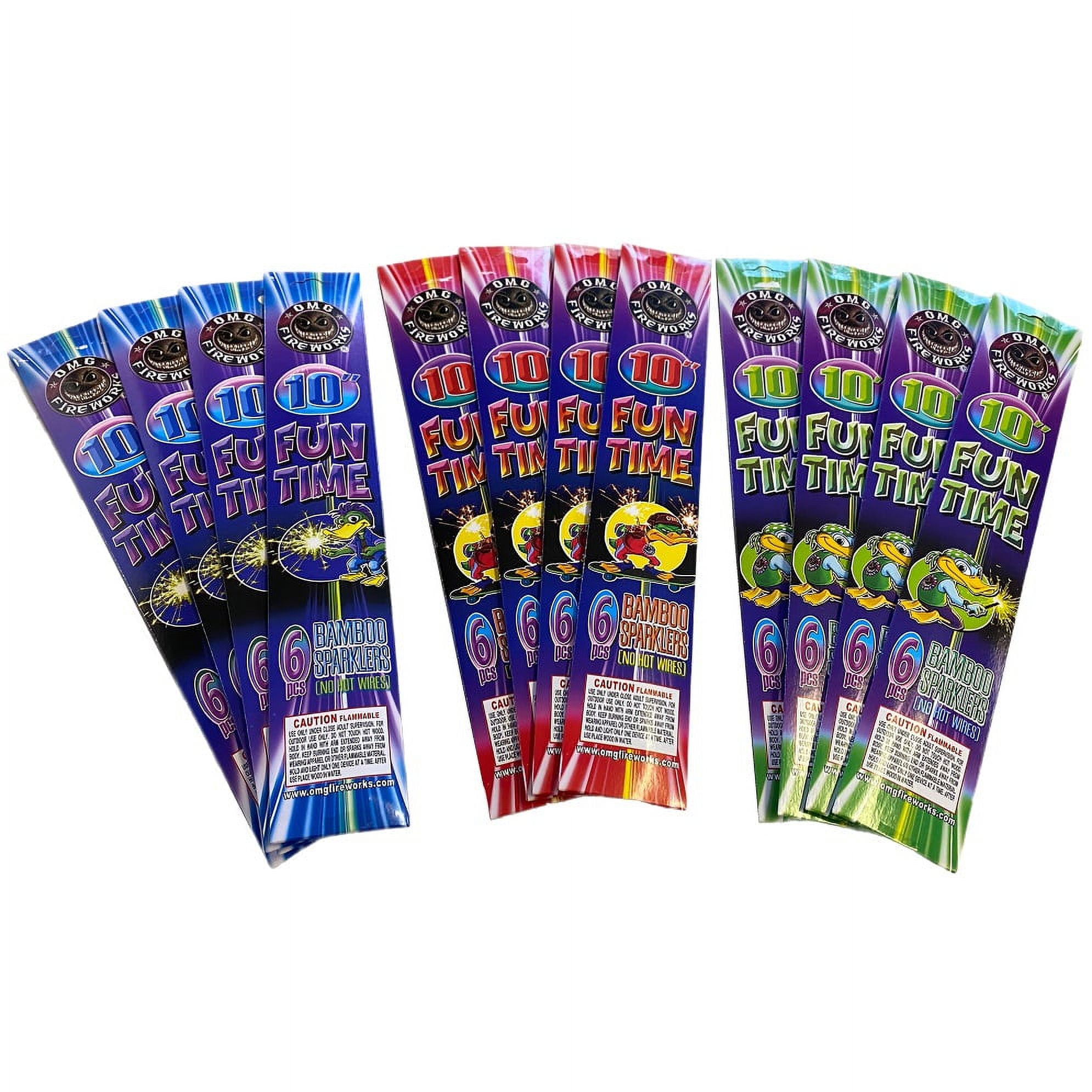 OMG Fireworks Bamboo Color Sparklers 10 inches 72ct Red Green Blue Slow ...