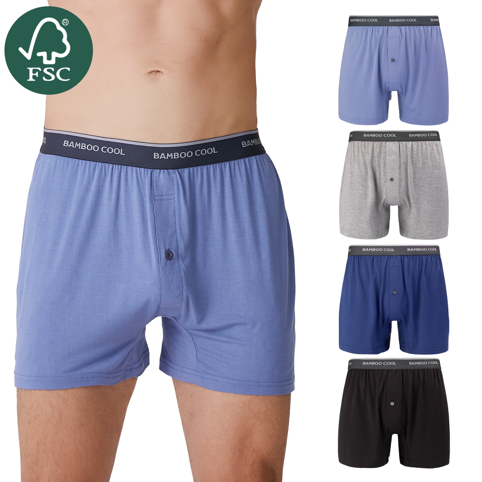 Bamboo Cool Men's Boxer Shorts,4 Pack Bamboo Boxers Underwear,Premium ...