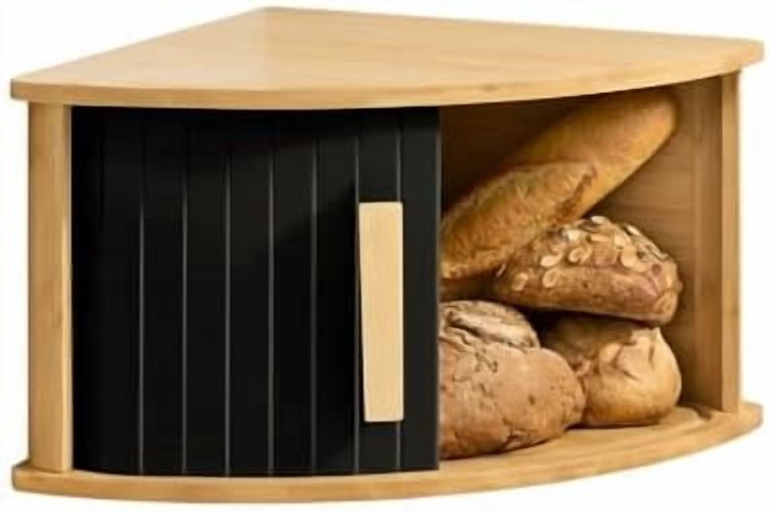 Bamboo Corner Bread Bin with Sliding Door - Space-Saving Bread Box ...