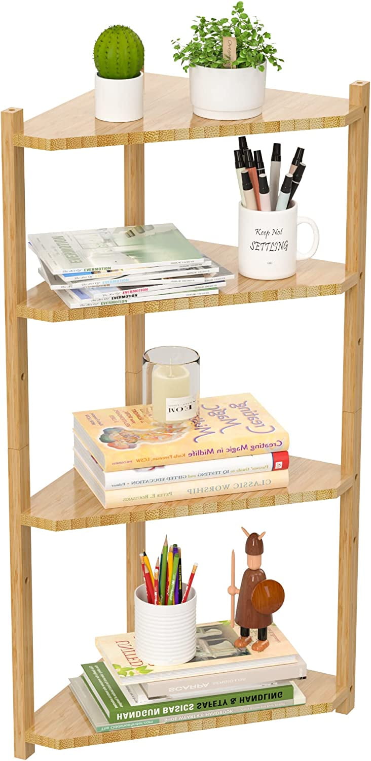 Bamboo Corner Shelf, 4 Tier Stackable Shower Corner Shelves, Corner ...