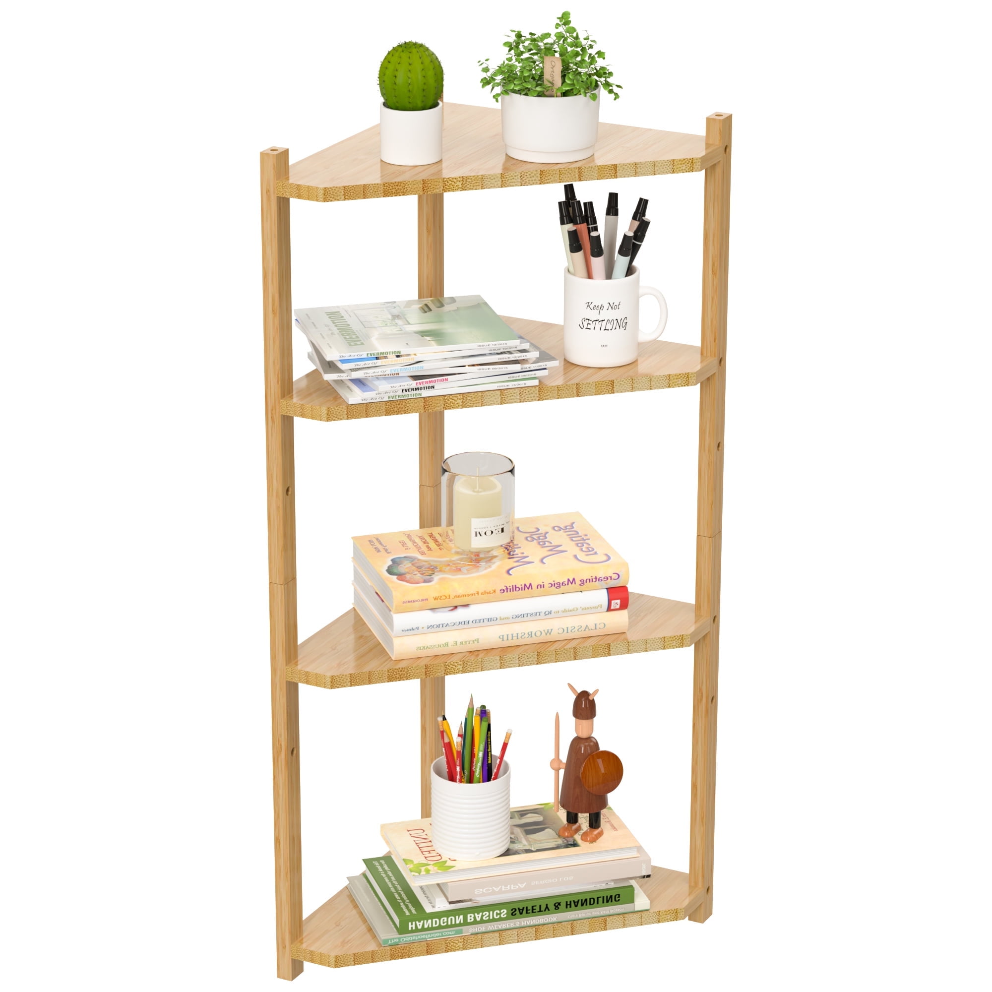 Free Shipping! Bamboo Corner Shelf, 4 Tier Stackable Shower Corner ...