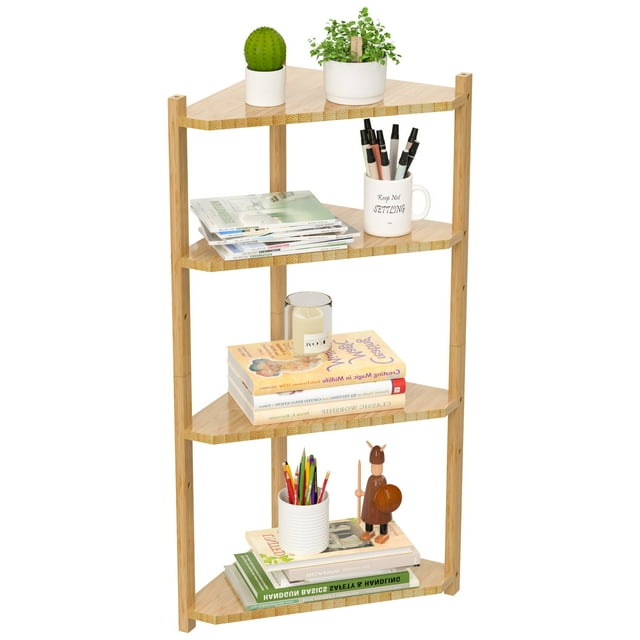 Free Shipping! Bamboo Corner Shelf, 4 Tier Stackable Shower Corner ...