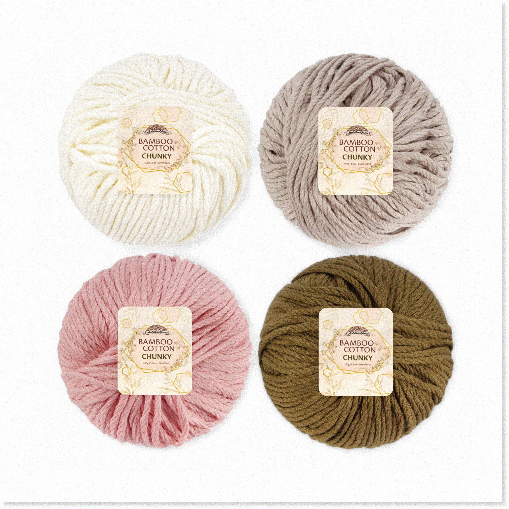 Bamboo Cotton Chunky Yarn Set - 400g of Neutral Toned Yarn - 4 Balls ...