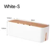 Bamboo Cover Cable Management Box Wire Junction Board Storage Box Hide ...