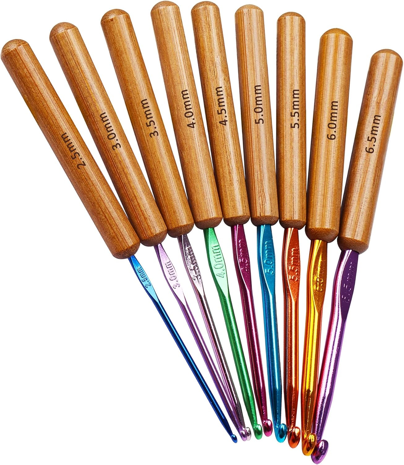 Bamboo Crochet Hooks Comfort Grip, 6.7" Crochet Kit Longer Aluminum ...