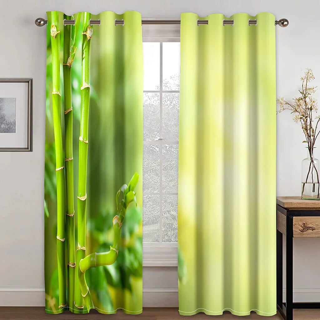 Bamboo Curtains Bamboo 3D Printed Nature Wood Natural Zen Asian Chinese ...