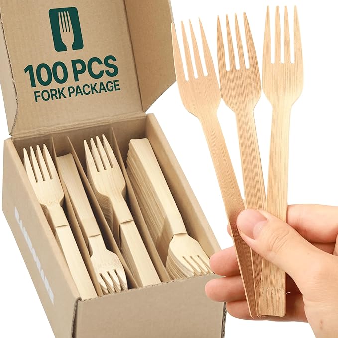 Bamboo Cutlery Fork Bulk Package 100 Pieces - Walmart Business Supplies