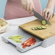 Chef Space Bamboo Kitchen Counter Chopping Board with Cooking Storage Trays - Walmart.com
