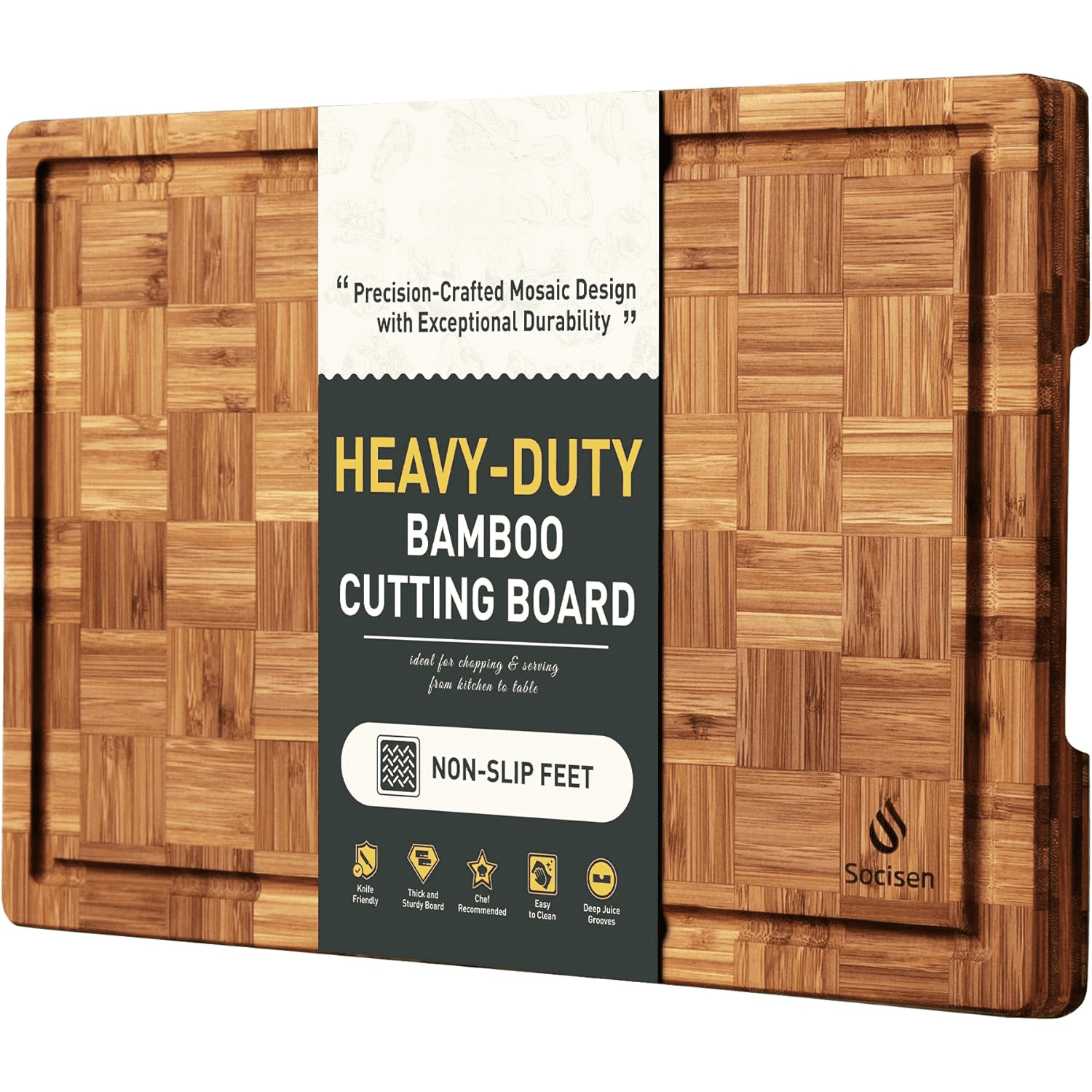Bamboo Cutting Board Non Slip Heavy Duty Over Sink Wooden Wood Cutting ...