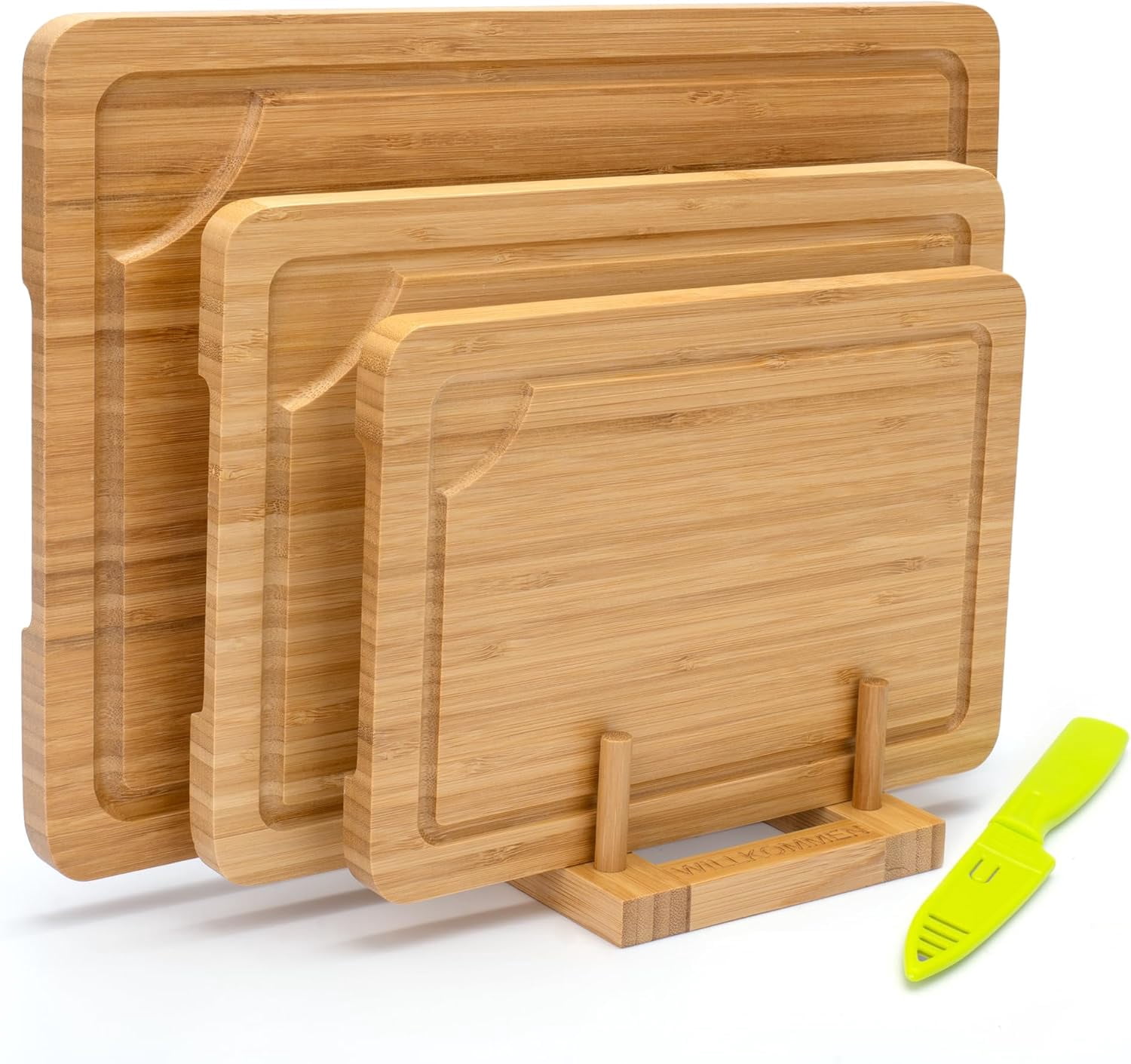 Bamboo Cutting Board Set of 3, Cutting Boards For Kitchen with Juice ...