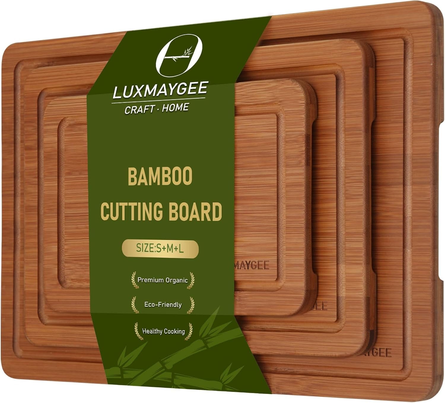 Bamboo Cutting Board Set, 3-Piece Carbonized Wood Cutting Boards with ...