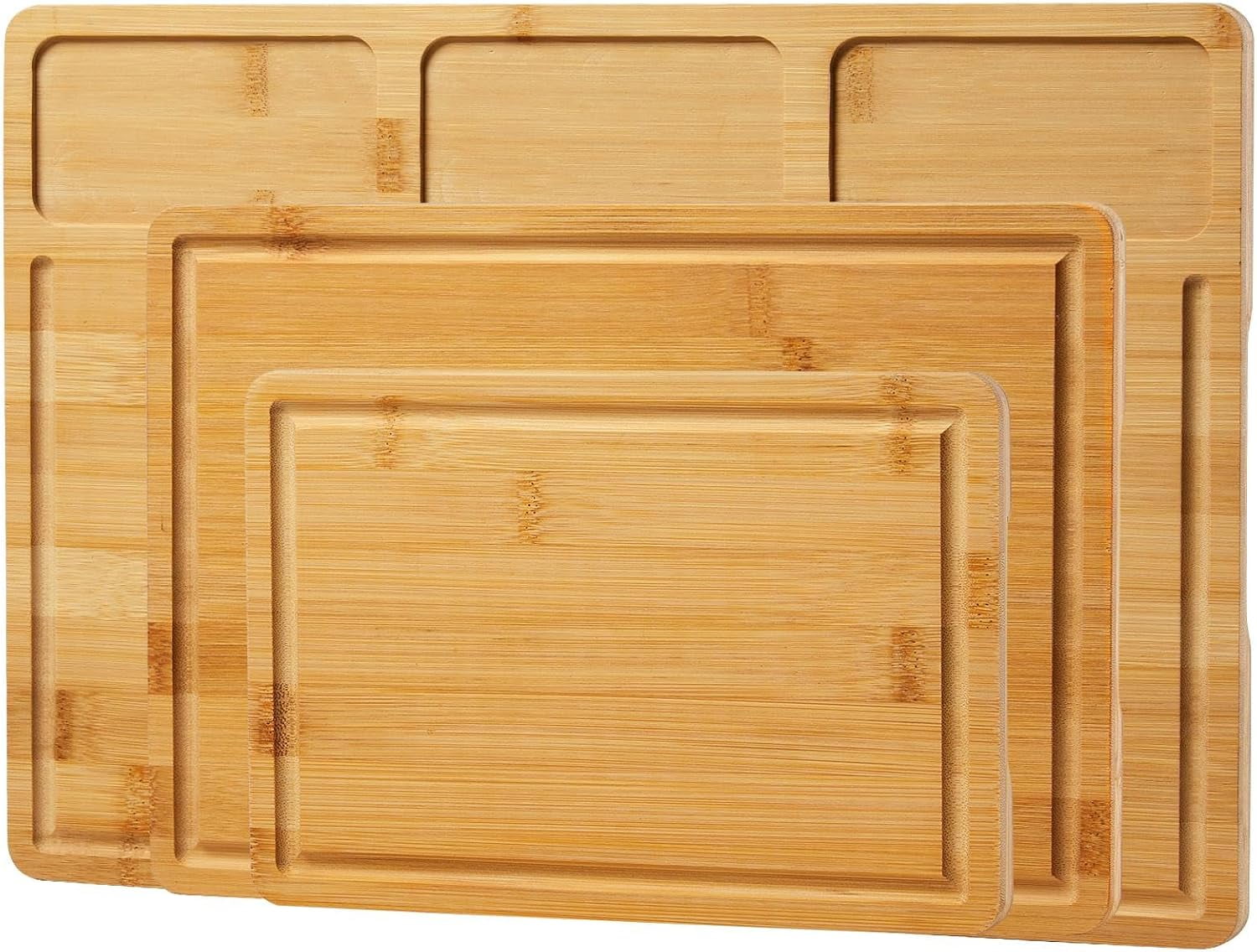 Bamboo Cutting Board Set with Prep Slots - 3 Sizes Cutting Boards for ...