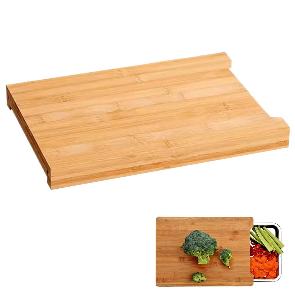 Bamboo Cutting Board with Stainless Steel Tray for Meal Prep - Large ...