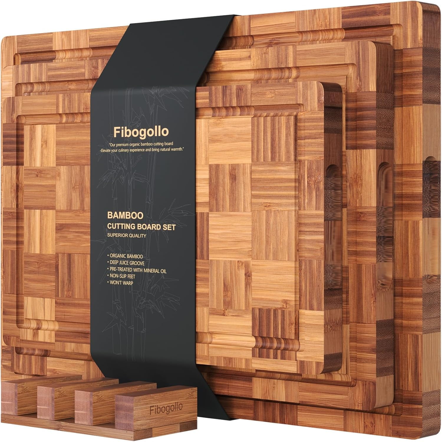 Bamboo Cutting Boards for Kitchen(Set of 3),Chopping Boards with Juice ...