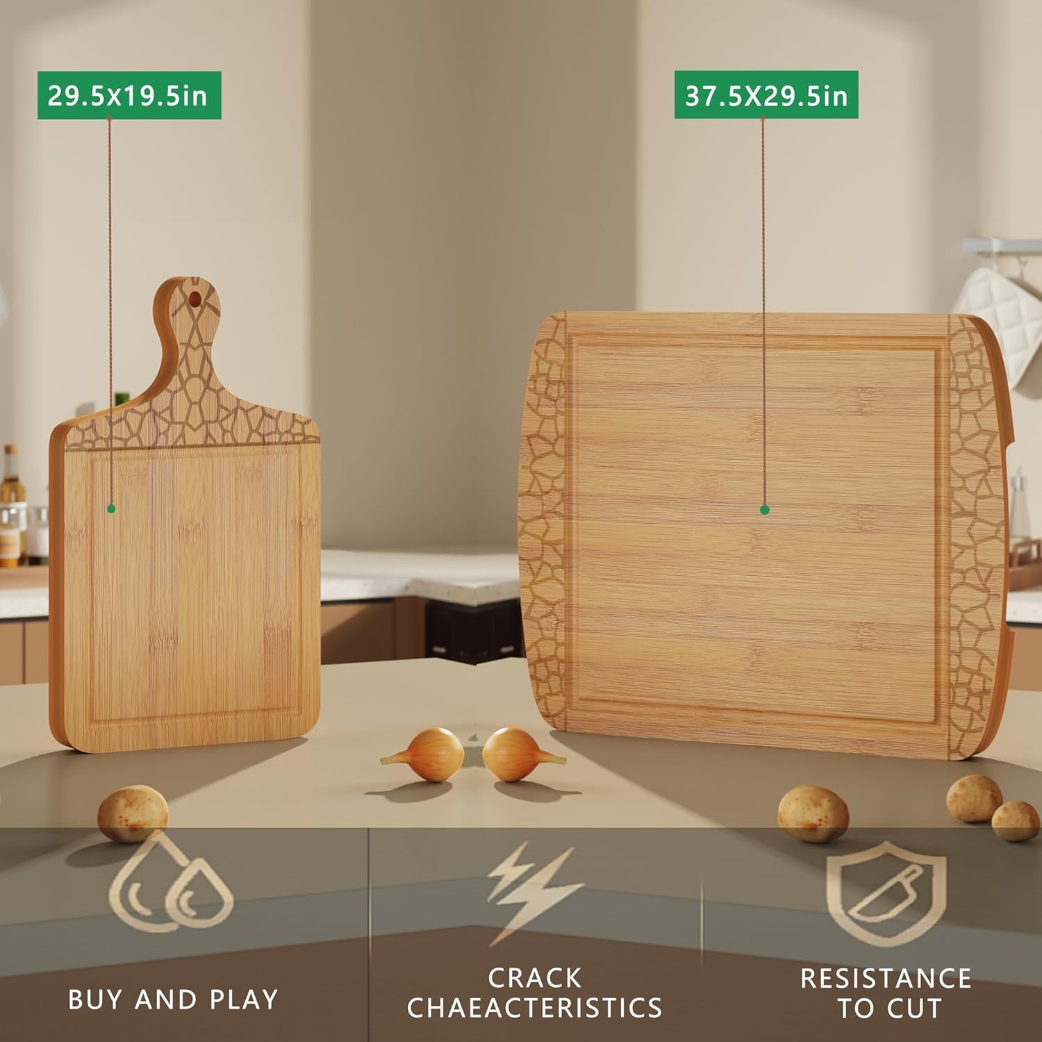 Bamboo Cutting Boards for Kitchen - Small Wood Board with Juice Groove ...