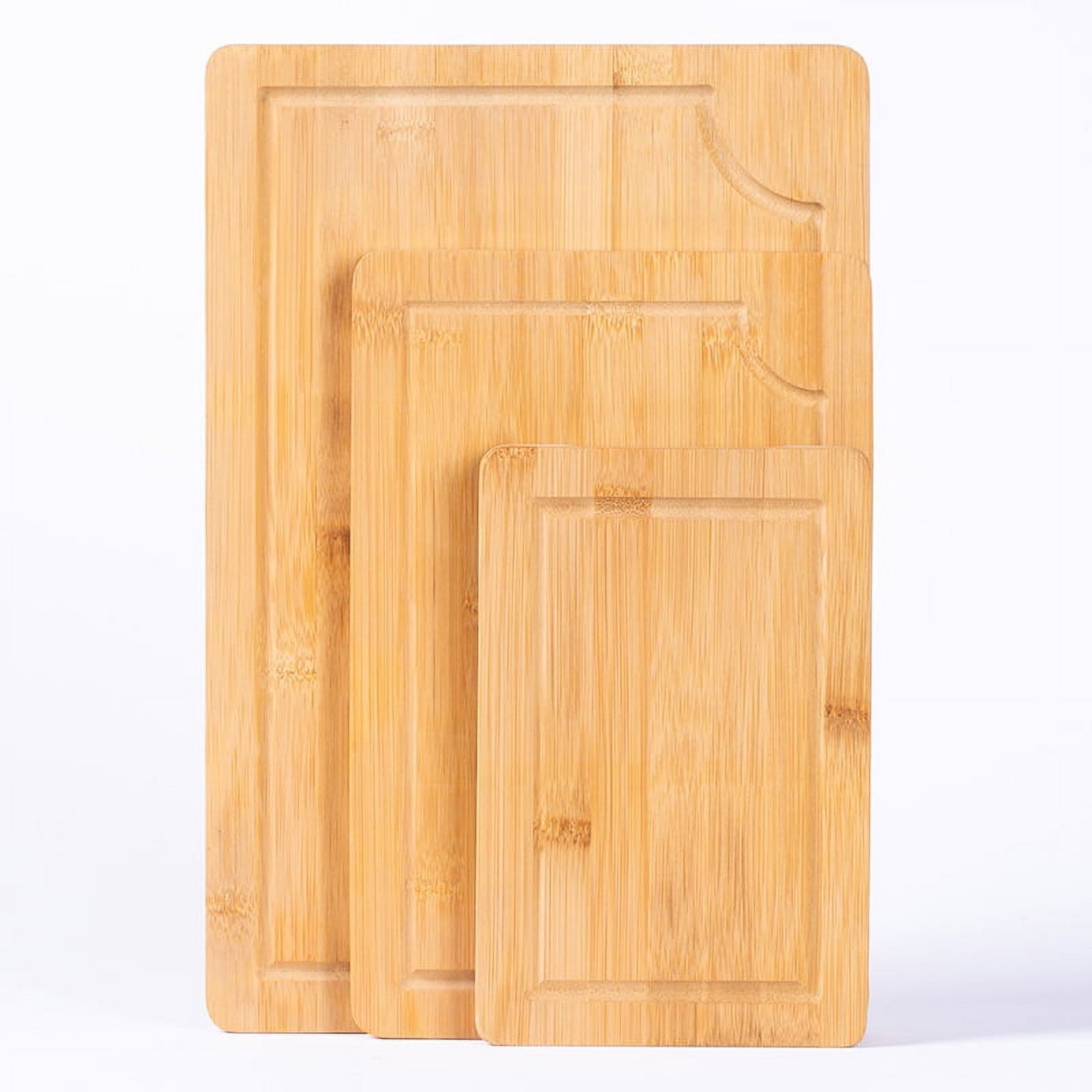 Bamboo Cutting Boards for Kitchen Wood Cutting Board - Set of 3, Bamboo Cutting Board Set with ...