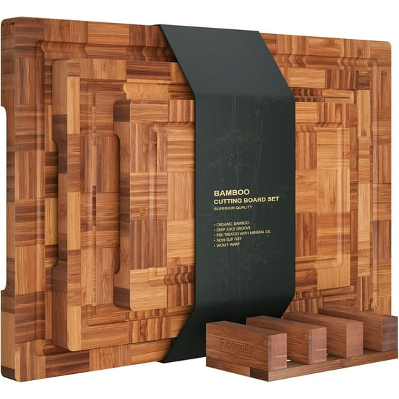 Bamboo Cutting Boards for Kitchen,Chopping Boards Set with Juice Groove ...