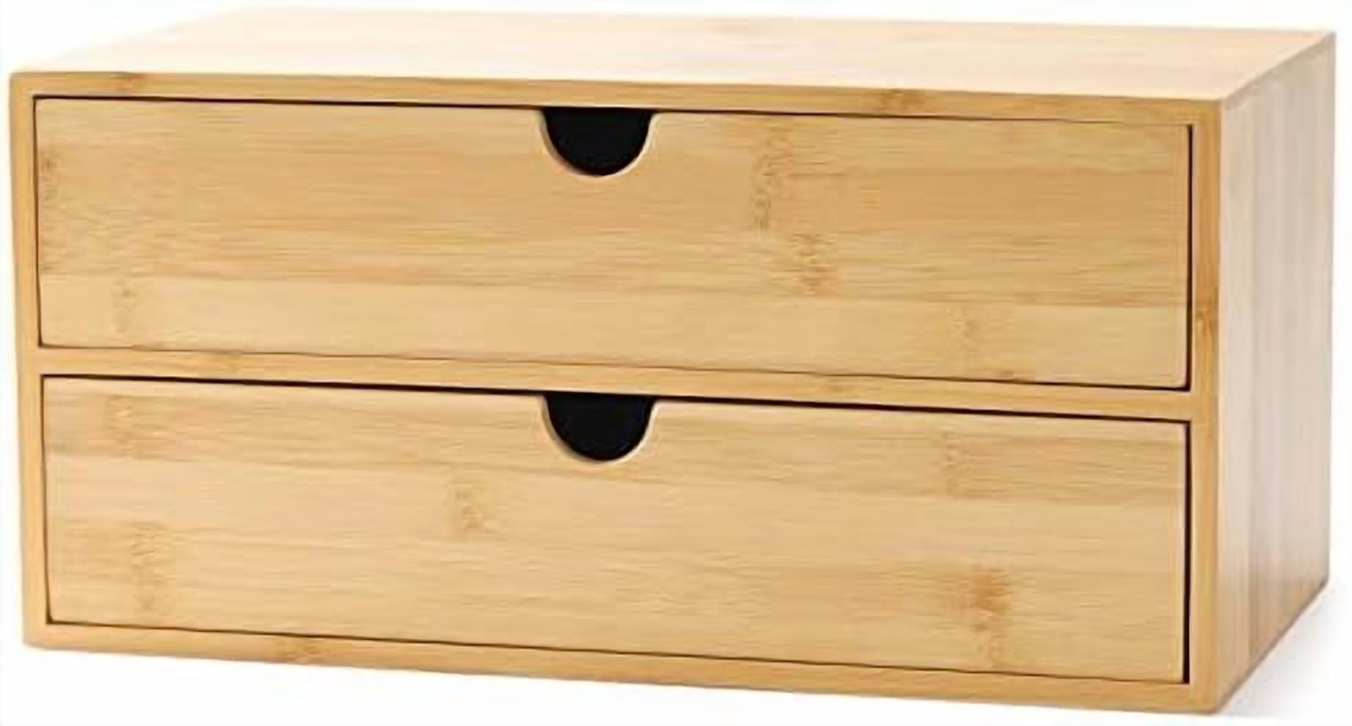 Bamboo Desk Drawer Organizer, 2 Drawer Desktop Organizer with Drawers ...