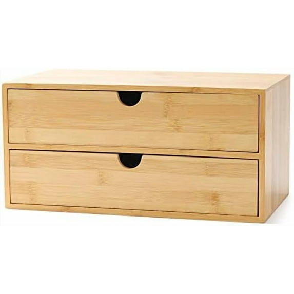 Bamboo Desk Drawer Organizer, 2 Drawer Desktop Organizer with Drawers ...