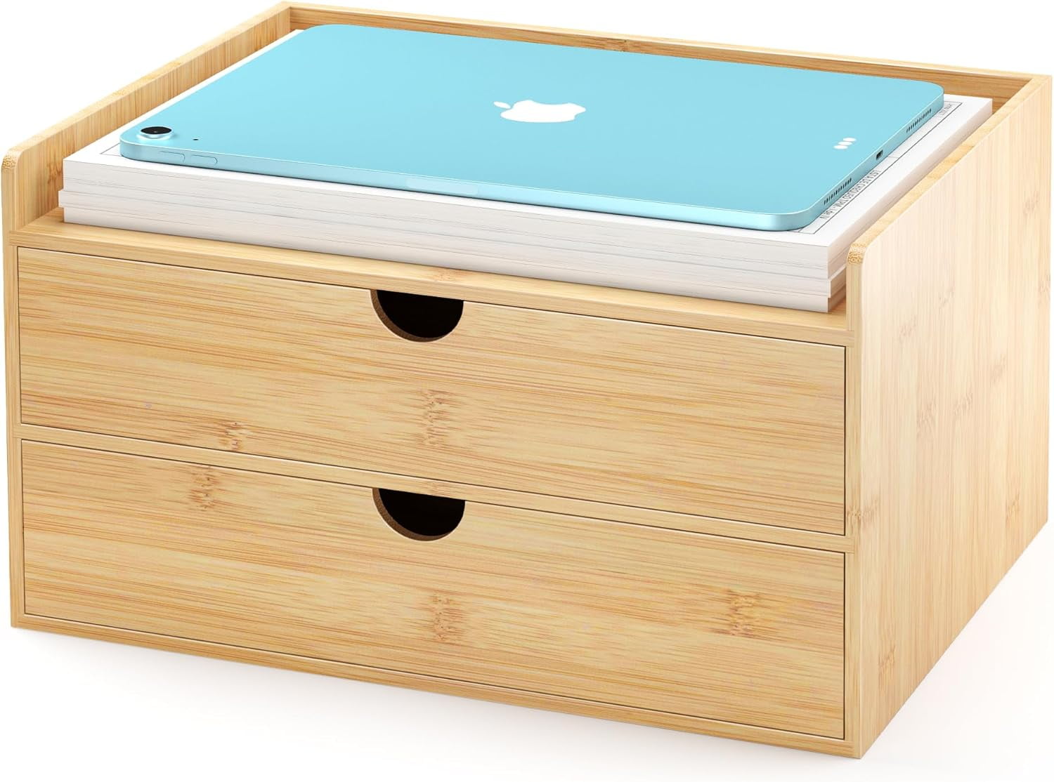 Bamboo Desk Drawer Organizer, 2 Drawer Desktop Organizer with Drawers ...