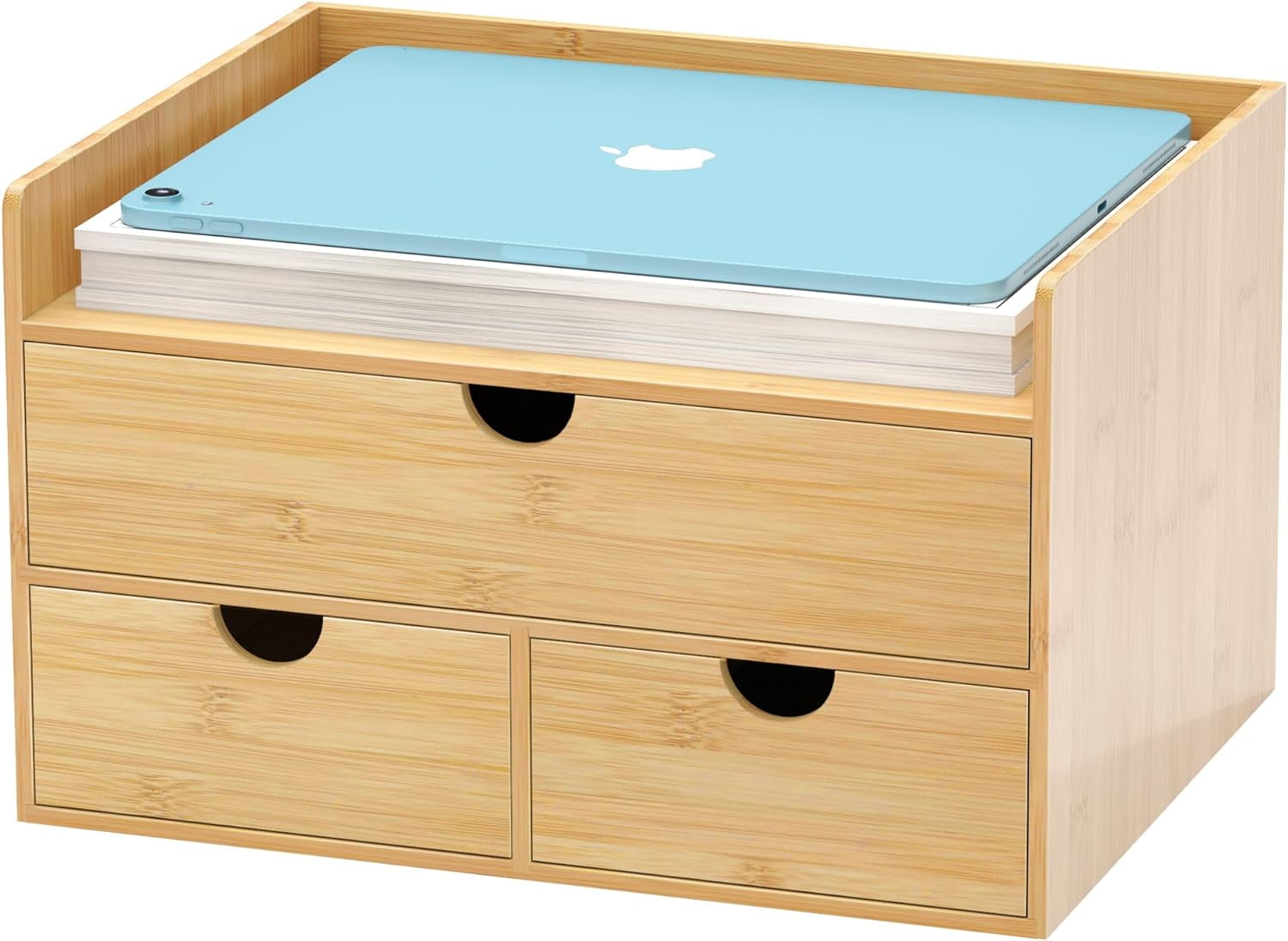 Bamboo Desk Drawer Organizer, 3 Drawer Desktop Organizer with Drawers ...