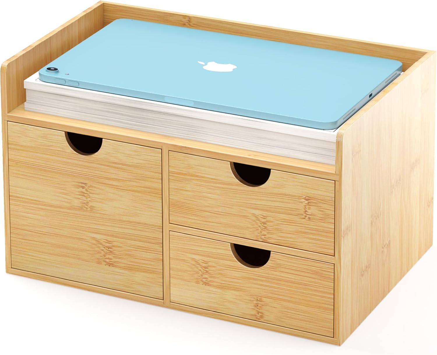 Bamboo Desk Drawer Organizer, 3 Drawer Desktop Organizer with Drawers ...