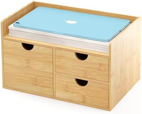 Bamboo Desk Drawer Organizer, Large Desktop Organizer with Drawers ...