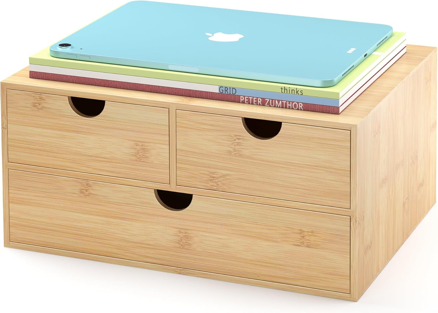 Bamboo Desk Drawer Organizer, Large Desktop Organizer with Drawers ...