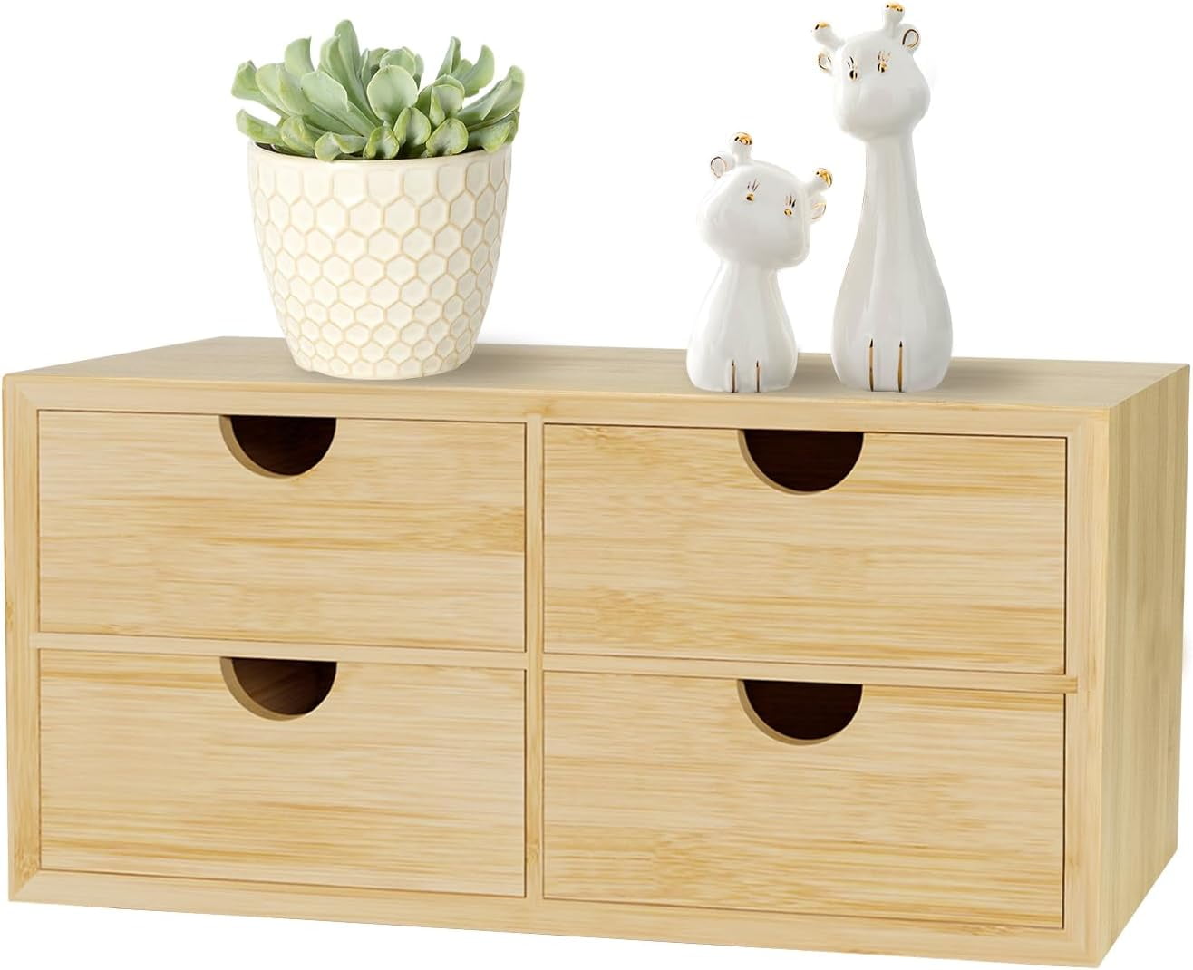 Bamboo Desk Organizer, 4 Drawer Desktop Organizer, Tabletop Storage ...