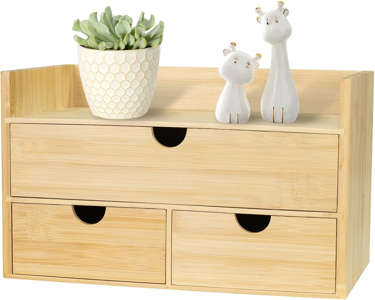 Bamboo Desk Organizer, Desktop Organizer with 3 Drawer, Tabletop ...